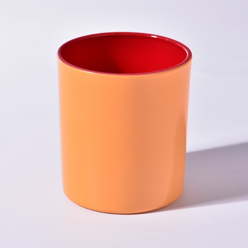 Two tone candle jars, Flat Base, Saffron Yellow, T3.14in x B2.91in x H ...